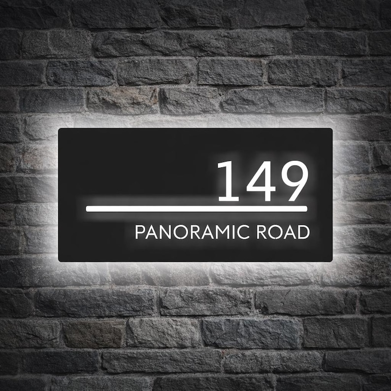 Custom House Number Sign, Personalized Address Plaque, LED Address Sign ...