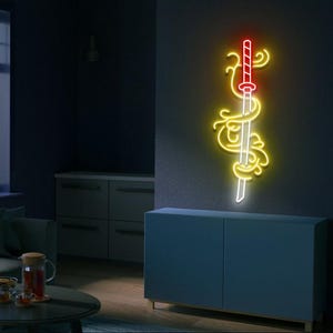 Sword Neon Sign, Japanese Neon Sign, Sword LED Light Sign, Kid Room LED ...