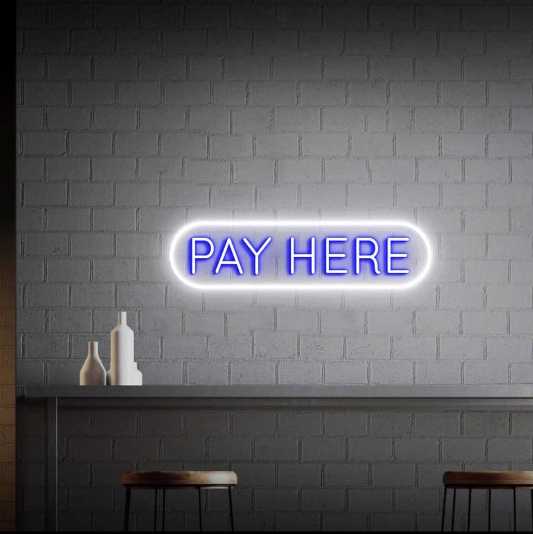 Pay Here Sign, Pay Sign Neon Sign USB Plug With Standing, Restaurant ...