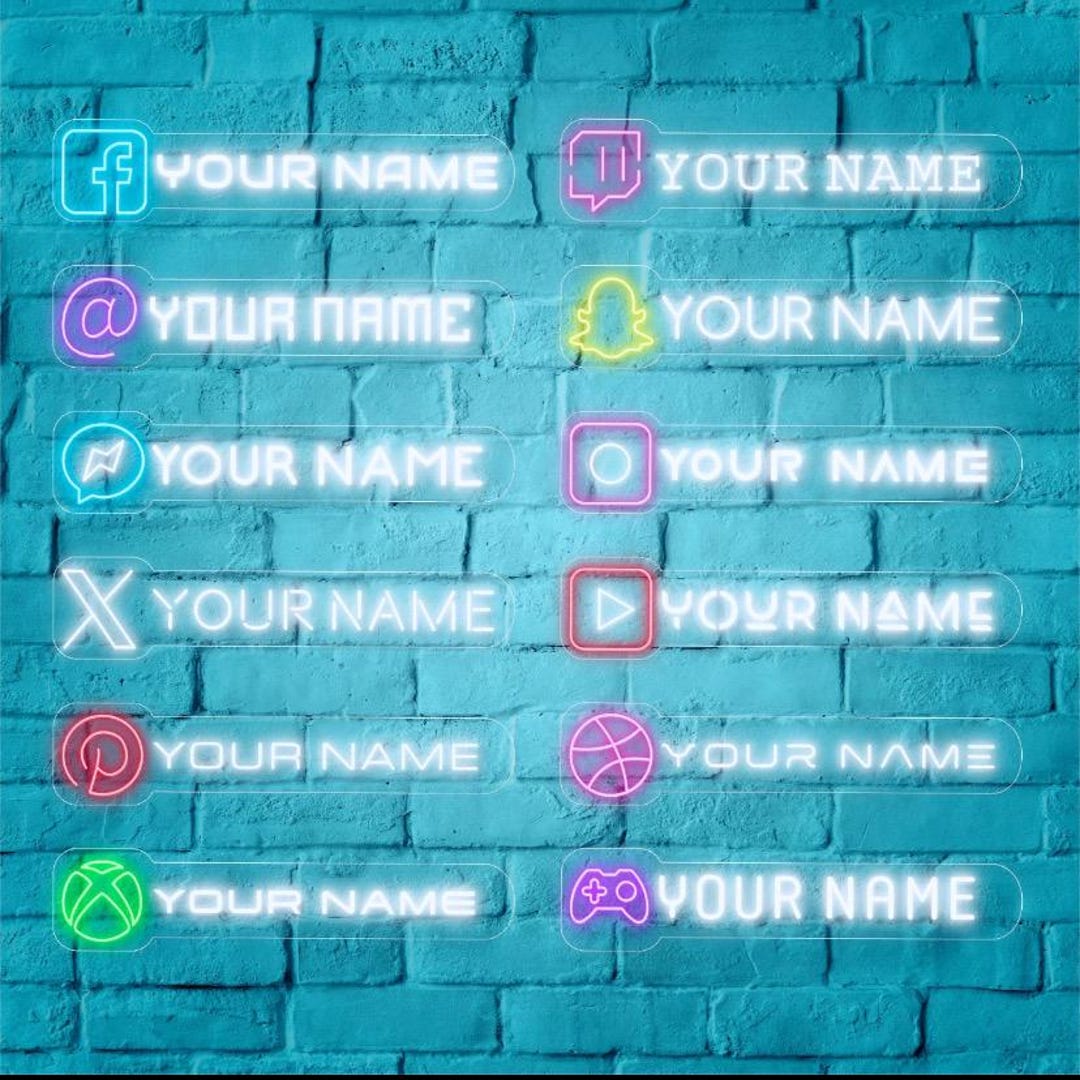 Custom Social Media Username Tag Neon Sign, Gamer Tag LED Neon Light ...