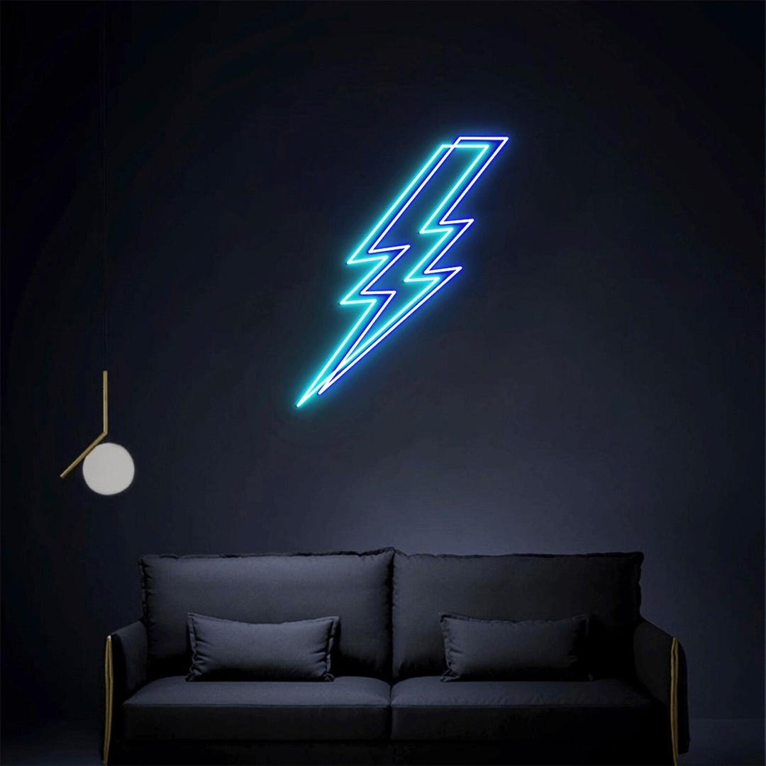 Lightning Bolt Neon Sign, Thunder Bolt Lightning Wall Decor, Custom ...