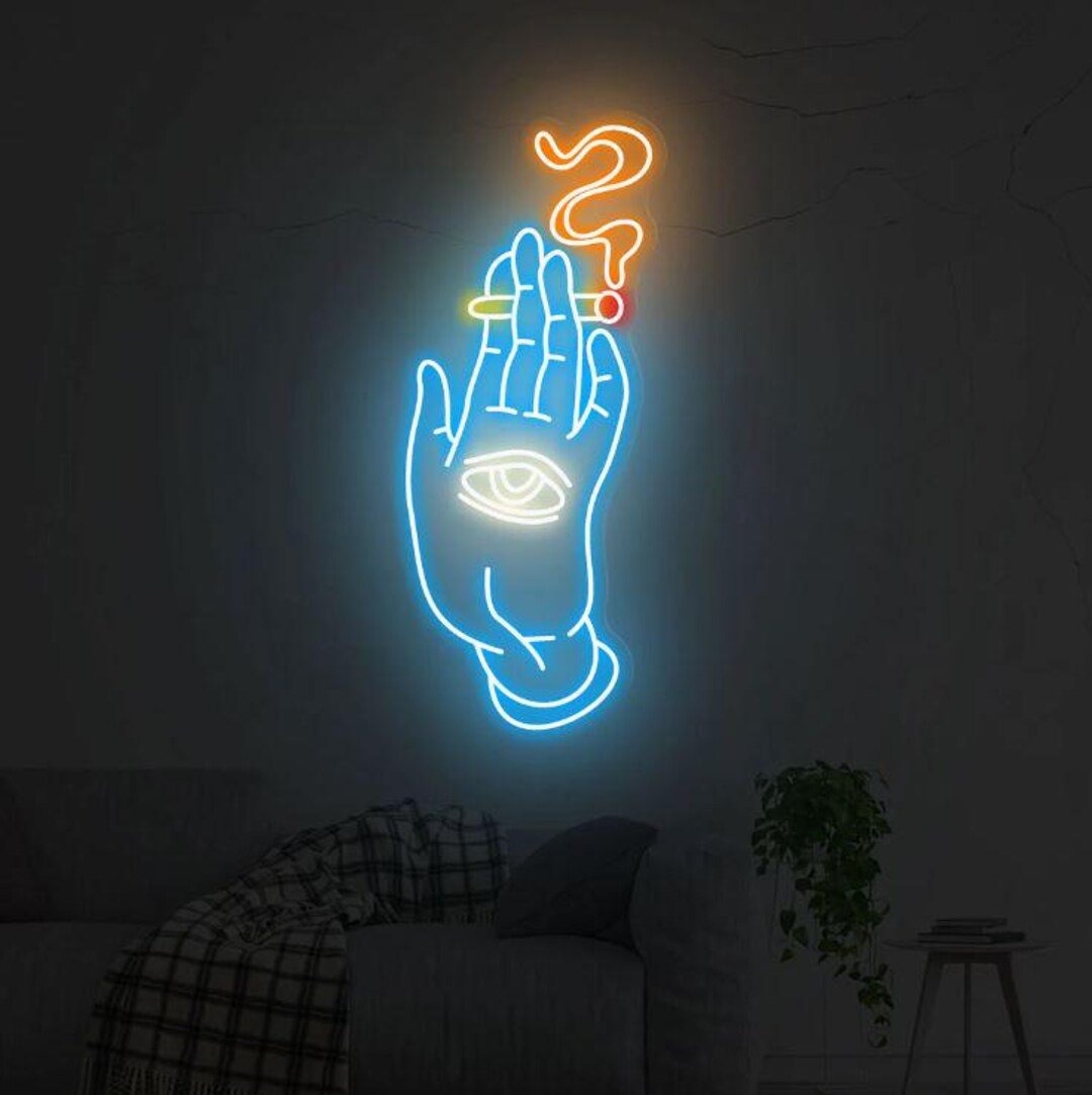 Neon Sign Custom Tripping Smoking Hand Led Light | Wall Decor | Art for ...