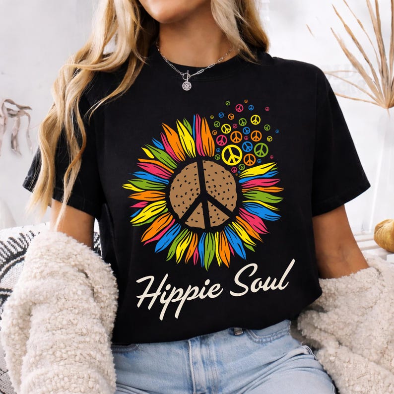 Hippie Soul PNG Bundle, Peace Sign Flower Retro Hippie Designs, Boho ...