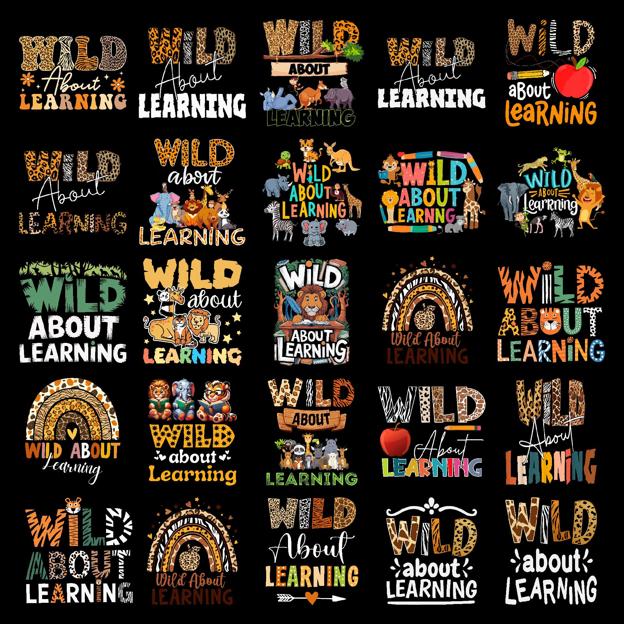 Wild About Learning Png Bundle, First Day of School Png, Back to School ...