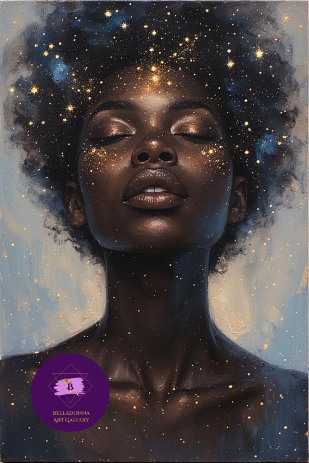 Afro Goddess Art Print | Cosmic Black Woman Portrait (digital Download ...