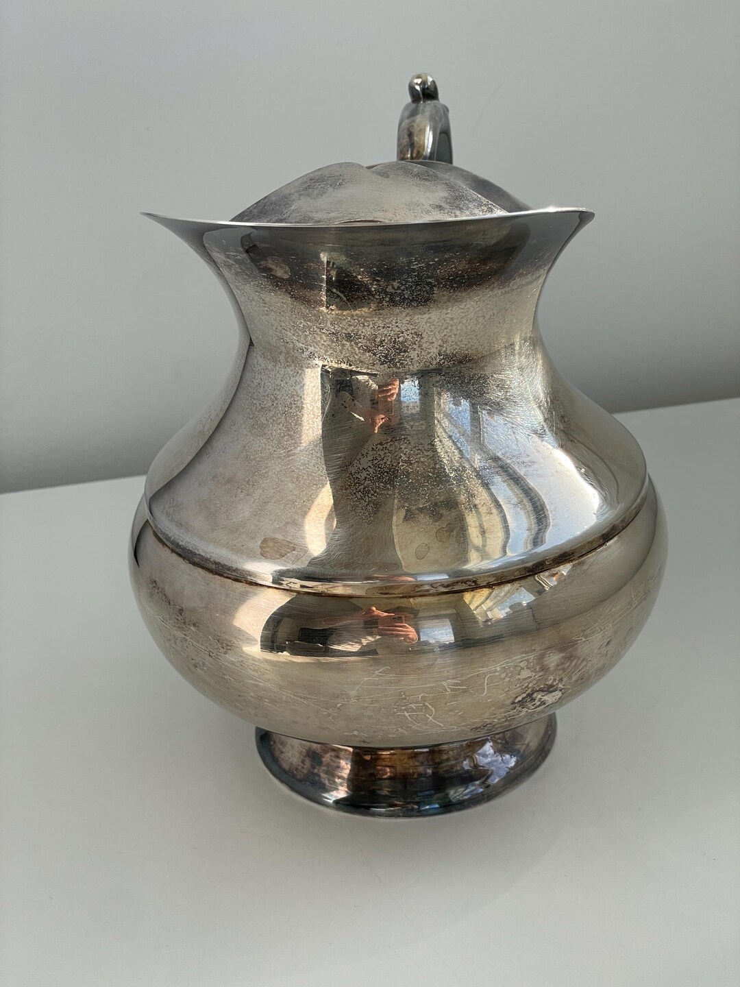 Vintage Silver Pitcher, Water Jug, Silver Plated, Piecrust Rim, Ornate ...