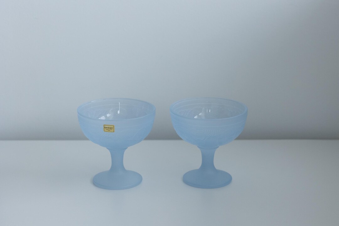 2 Vintage Ice Cream CUPS LUMINARC France Light Blue "gourmet" Model - Etsy
