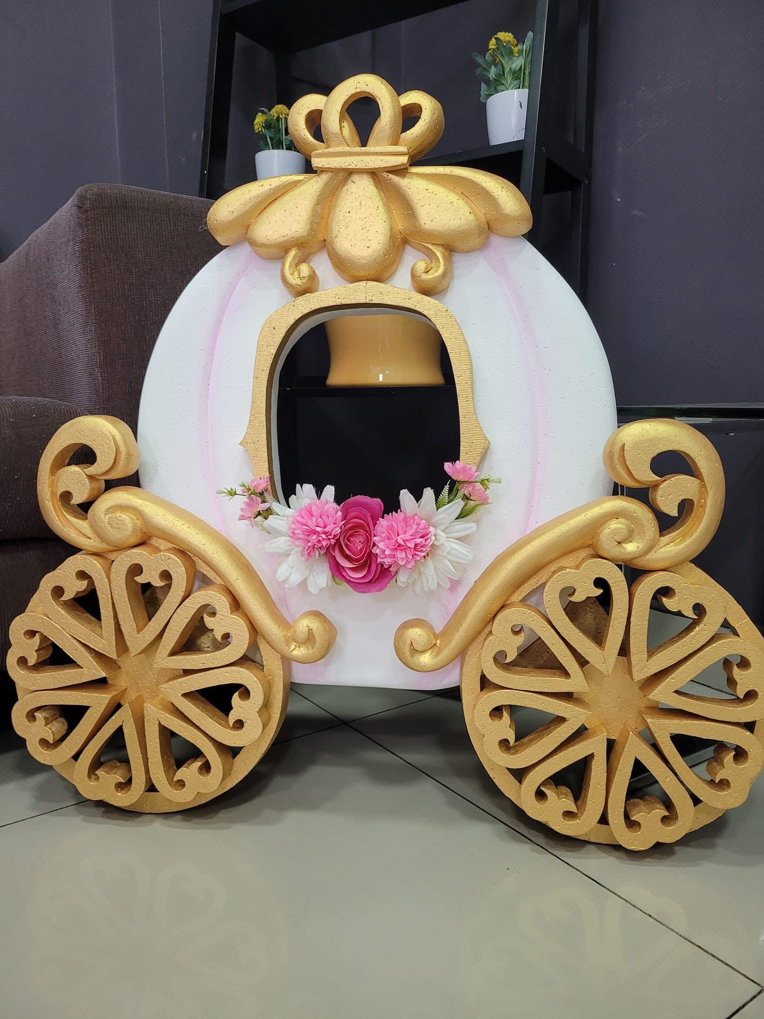 Handmade Styrofoam Princess Carriage Cart – Fairytale Prop for Parties ...