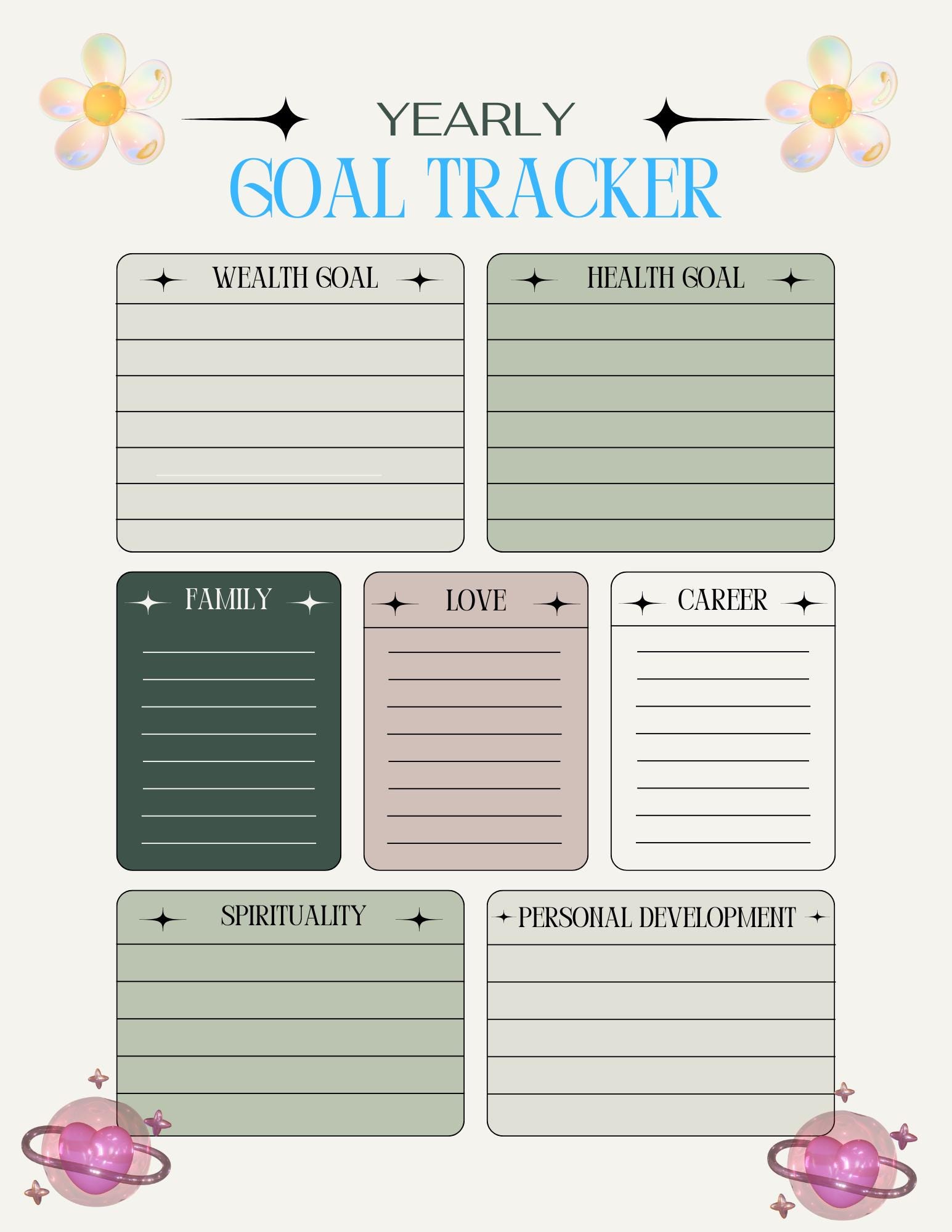 Yearly Goal Tracker Journal for Everyone. - Etsy