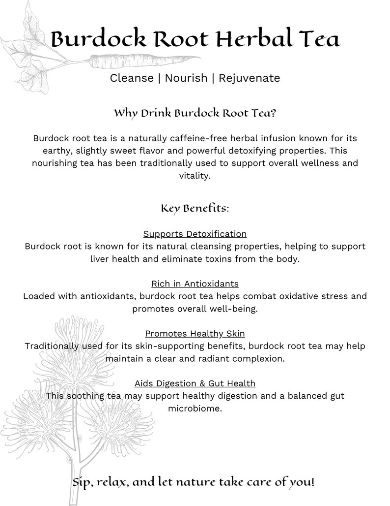 Burdock Root Tea - Etsy