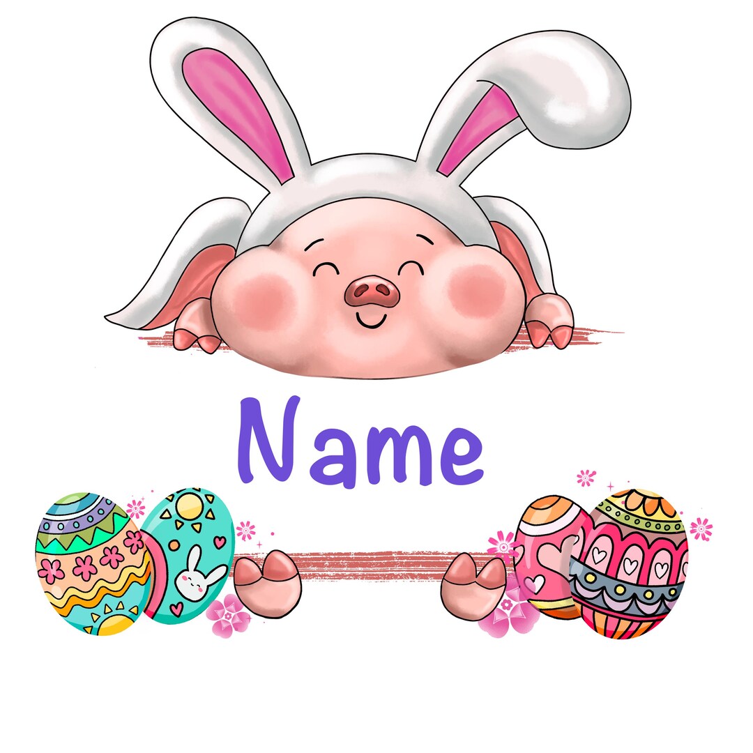 Easter Bunny Name Frame Png Sublimation Design Download, Happy Easter ...