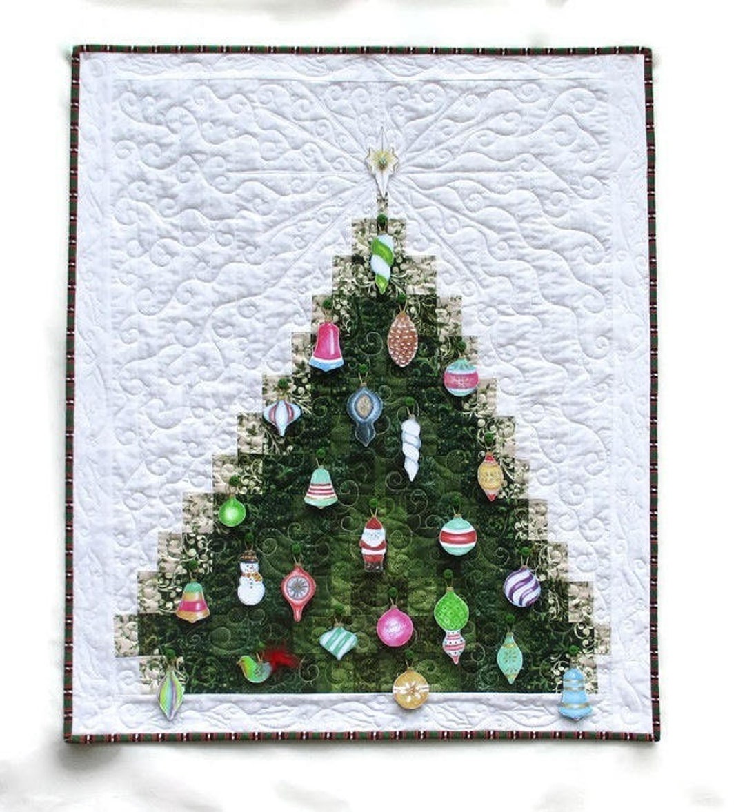 Quilted Christmas Tree Advent Calendar Pattern: Bargello Wall Hanging ...