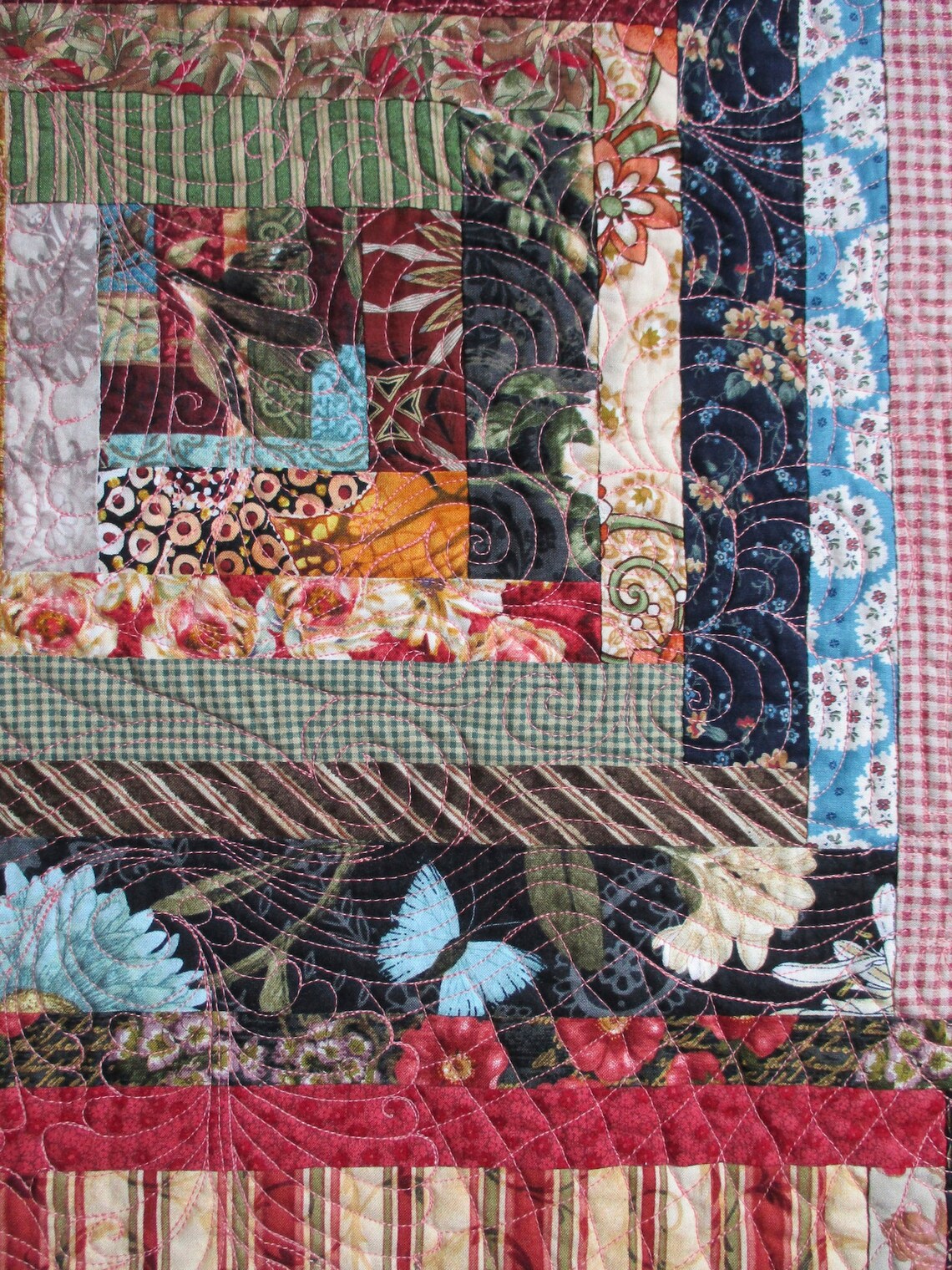 Log Cabin Patchwork Quilt / Large Scrap Quilt / Lap Size / Art - Etsy