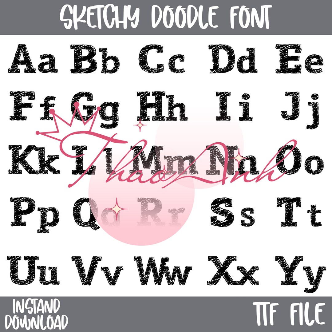 Sketchy Doodle Font TTF, Doodle Font, Doodle Letters, Doodle Alphabet ...
