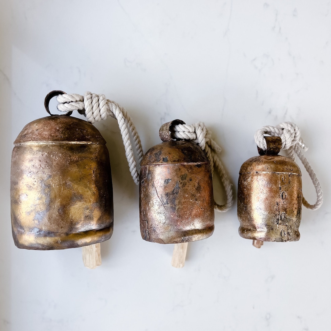 Extra Large Gold Bells | 6.5, 7.5 and 9.5 Inch Rustic Noah Bell | Cow ...