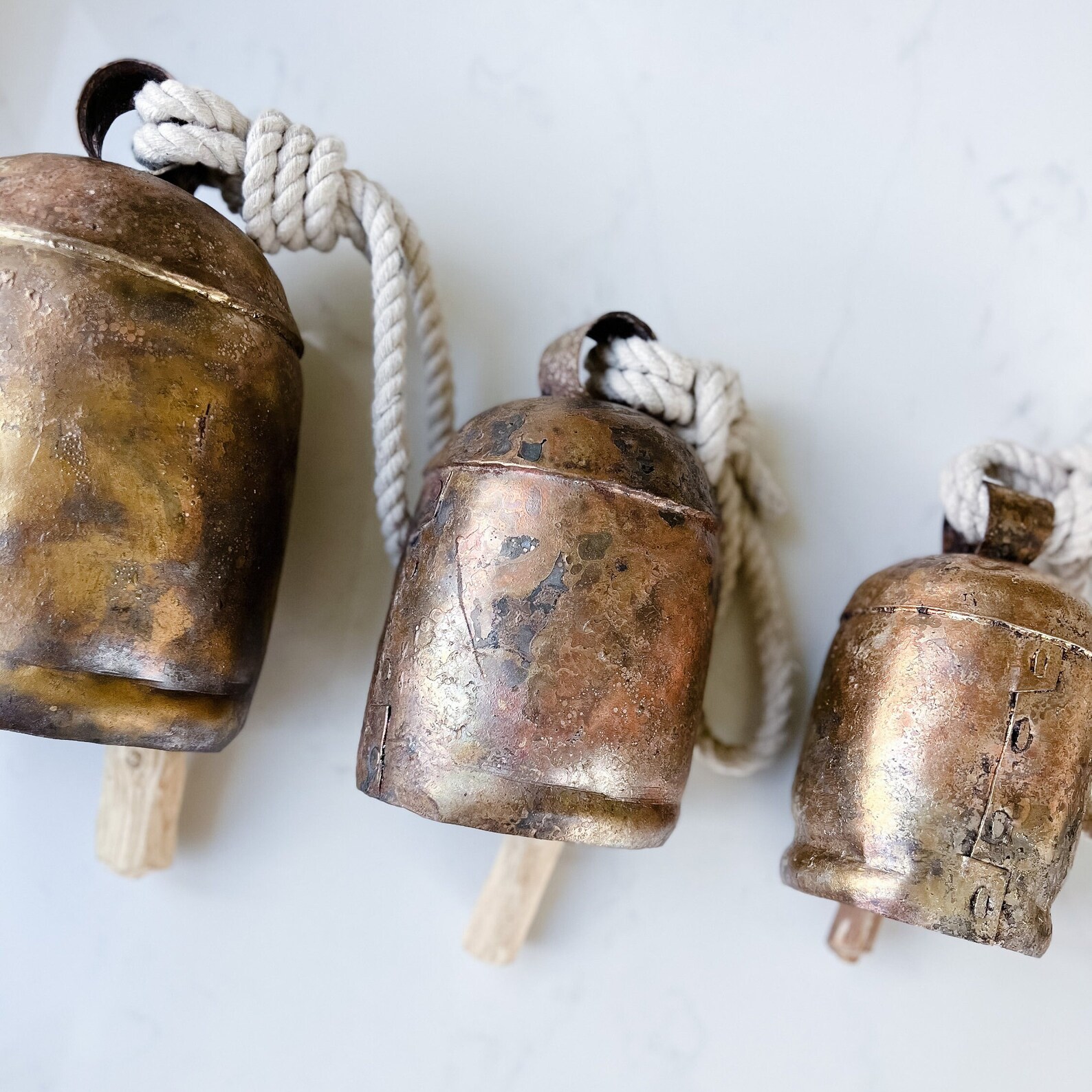 Extra Large Gold Bells 6.5 7.5 and 9.5 Inch Rustic Noah - Etsy