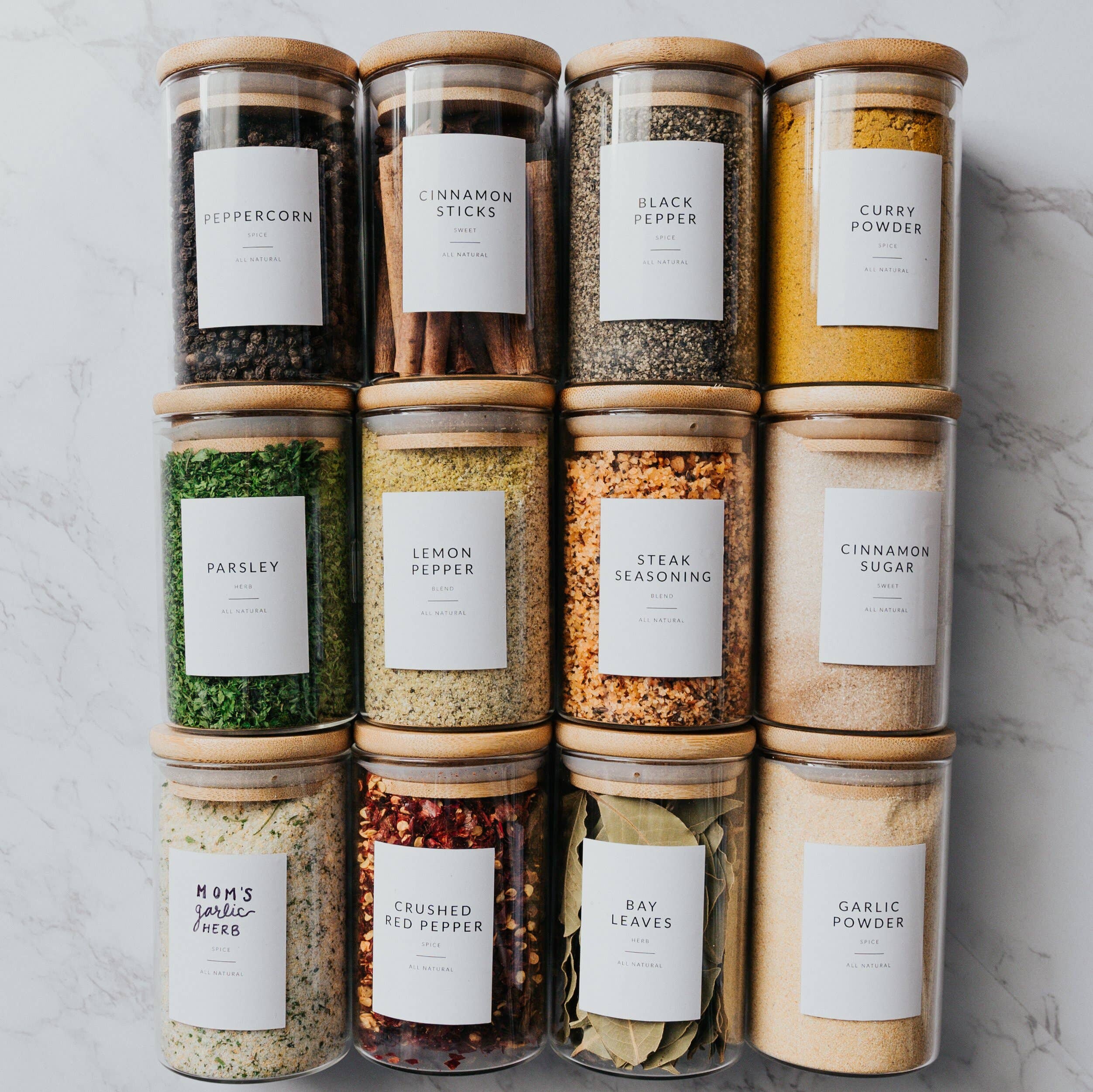 Minimalist and Modern Spice Jar Labels | 162 Labels | Black and White ...