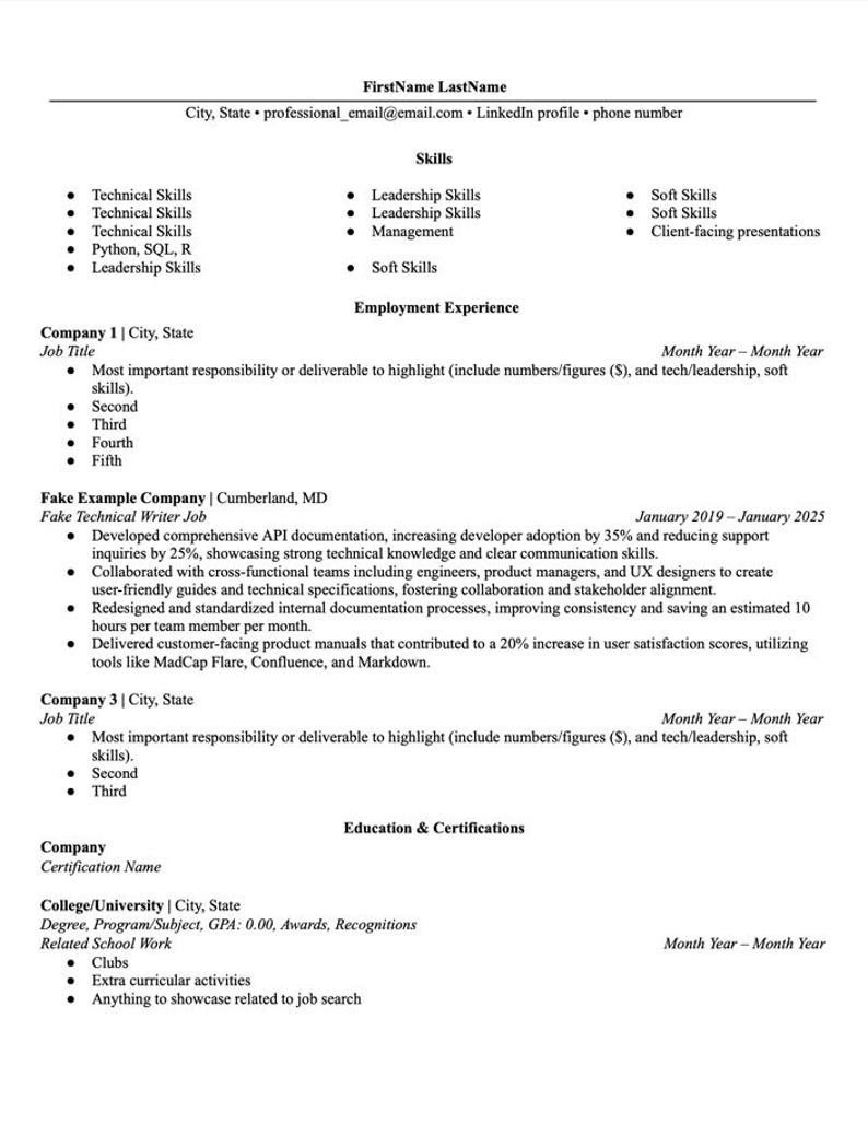 Tech Job Resume Template - Etsy