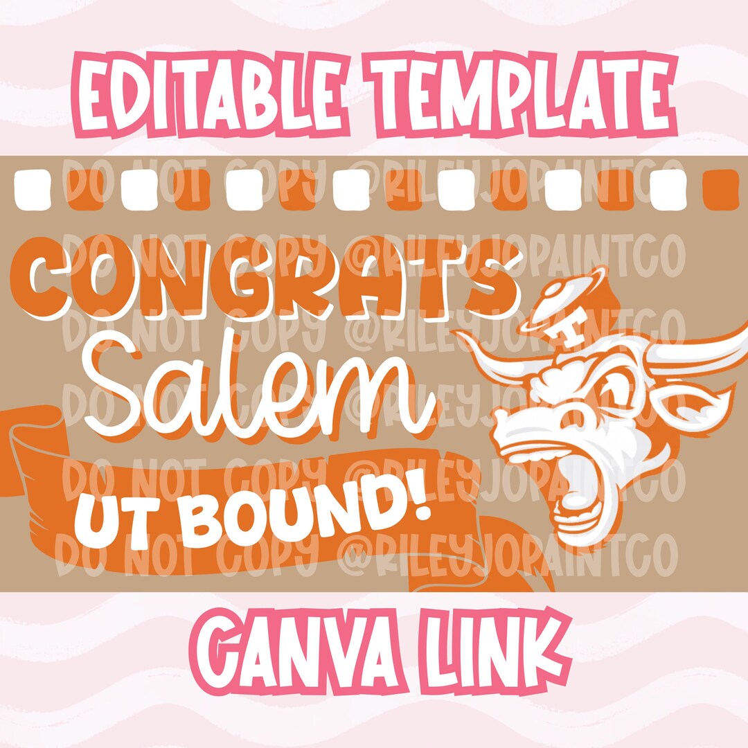 Texas Longhorns Graduation Banner Template – Editable Canva Download - Etsy