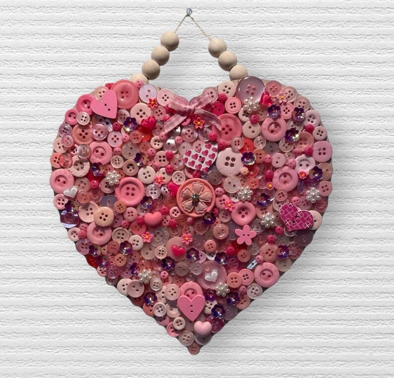 Heart Crafted From Colorful Buttons, Wall Art, Crafty Creations, Creative Decor - Etsy
