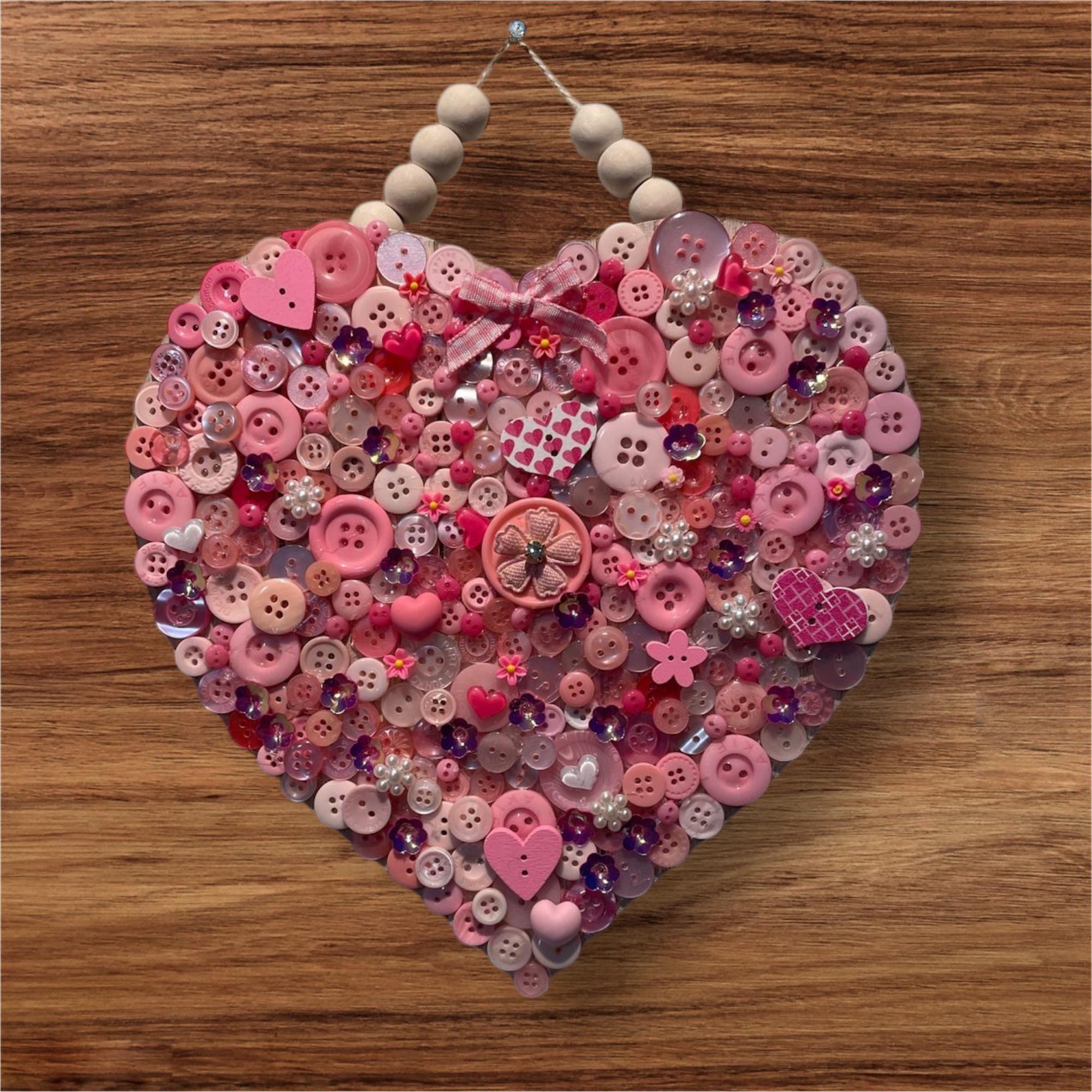 Heart Crafted From Colorful Buttons, Wall Art, Crafty Creations, Creative Decor - Etsy