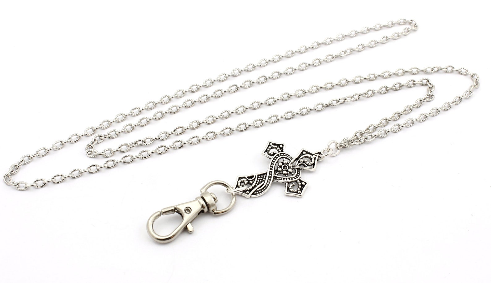 Womens Lanyard Necklace Cross With Textured Silver Plated - Etsy