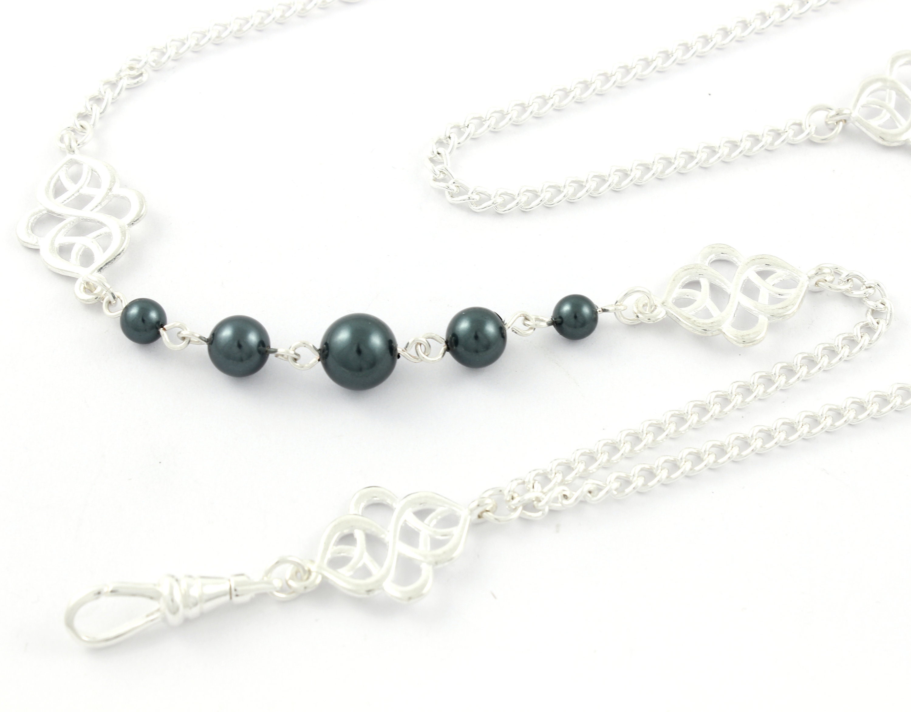 Women's Fashion ID Badge Holder Lanyard Necklace, Pearl Lanyard ...