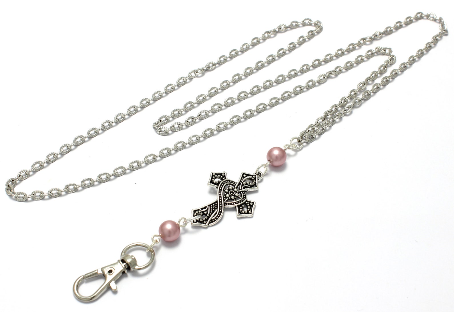 Fashion Lanyard Silver Plated Chain With Fancy Cross and | Etsy