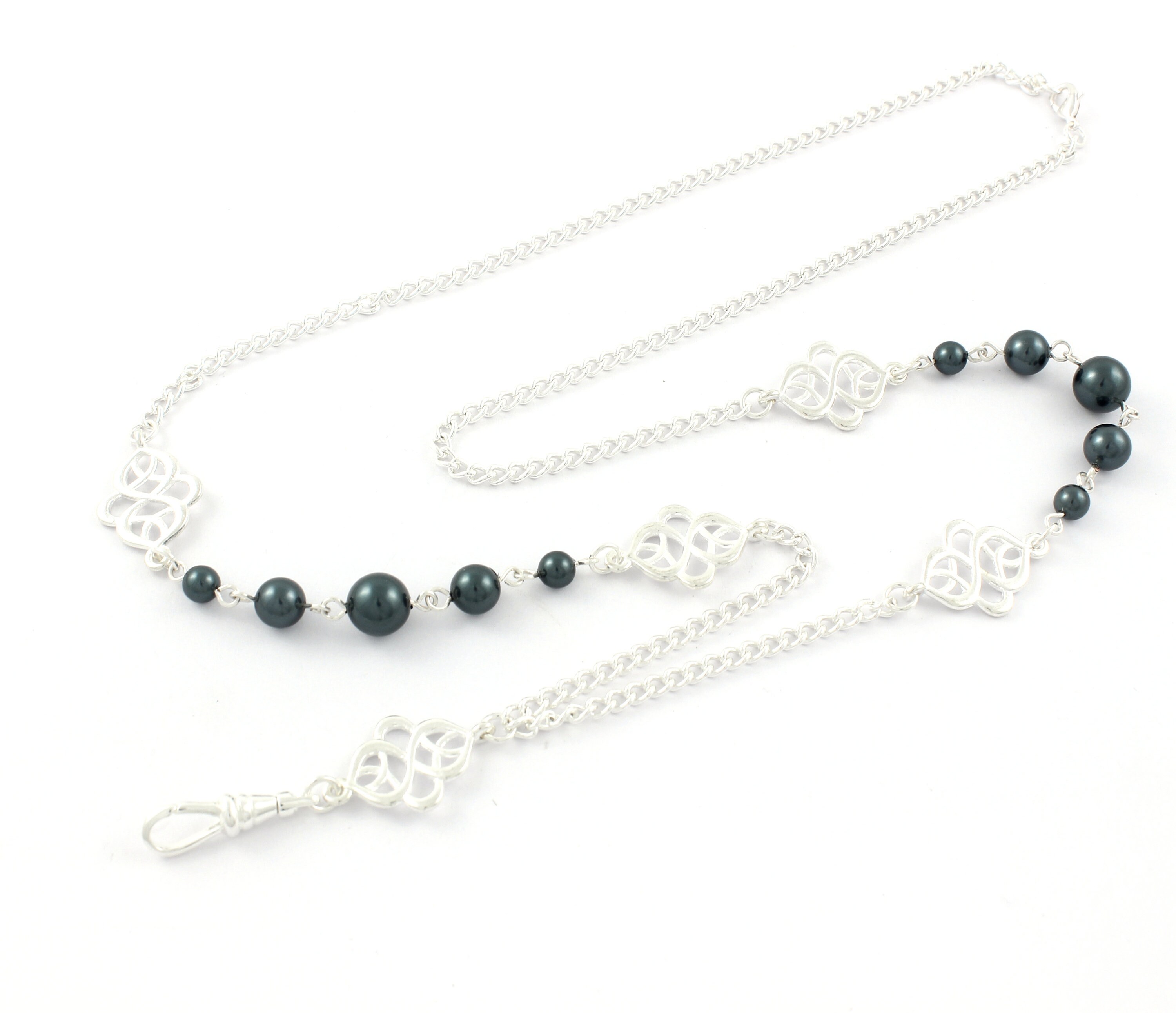 Women's Fashion ID Badge Holder Lanyard Necklace, Pearl Lanyard ...