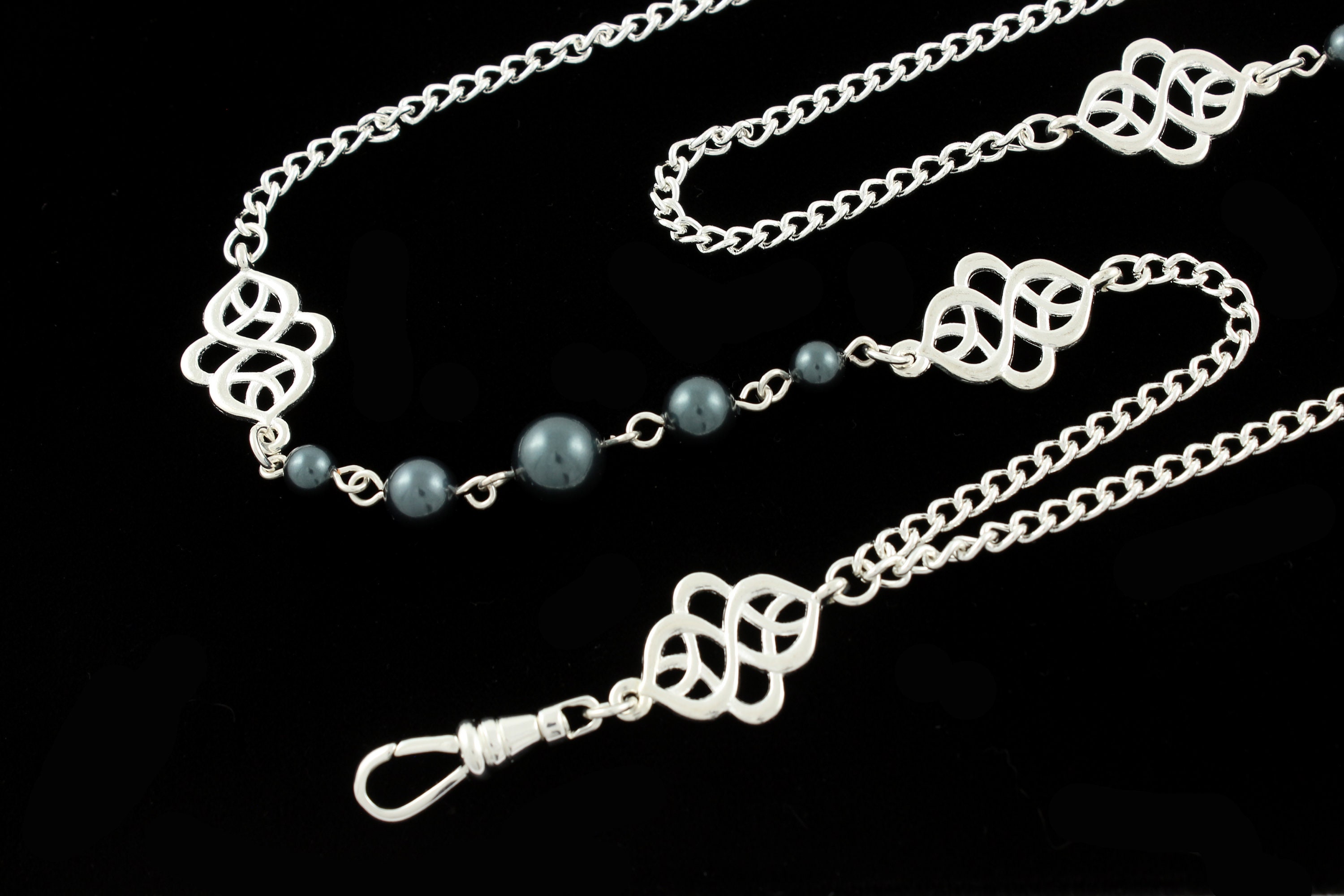 Women's Fashion ID Badge Holder Lanyard Necklace, Pearl Lanyard ...