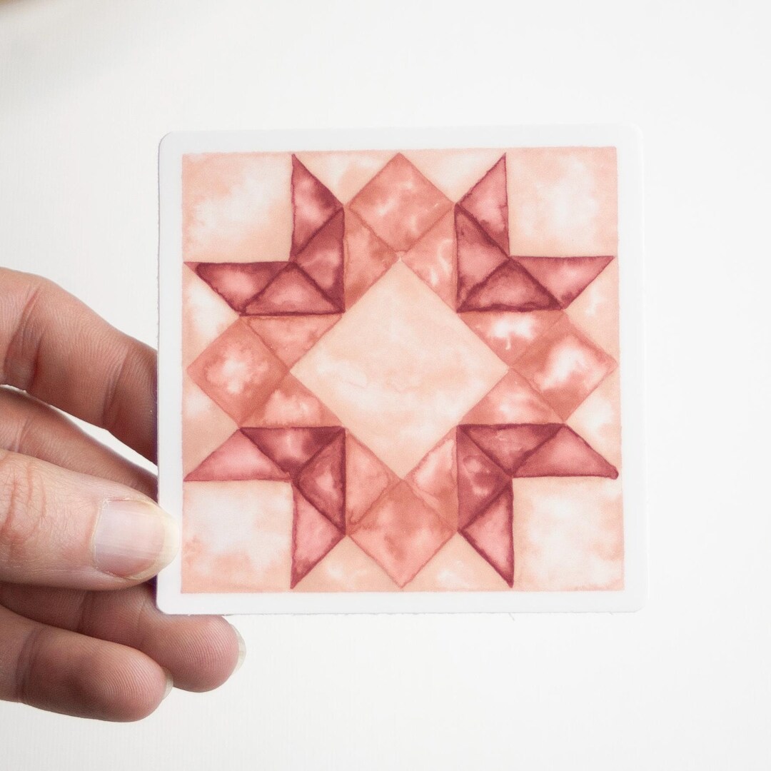 Quilt Block Sticker, Laurel Wreath Quilt Block, Pink Decal, Square ...