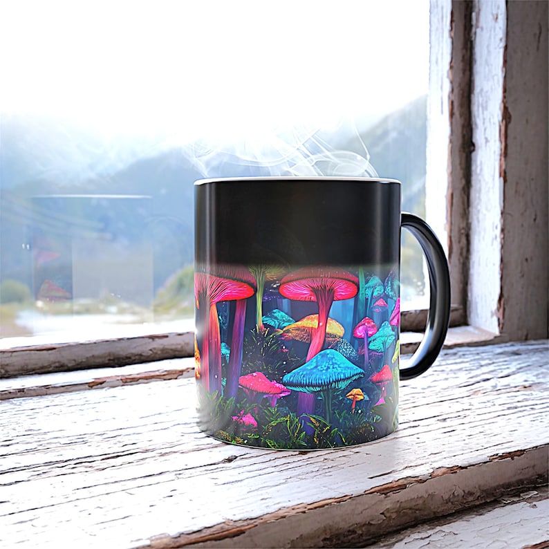 Color Changing Mushroom Forest Mug: Heat Sensitive Cottagecore Coffee ...