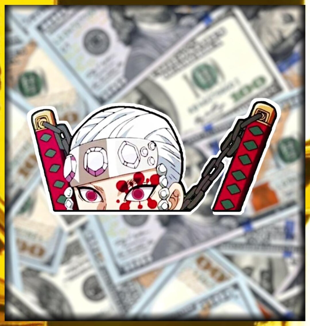 Peeking Tengen (sound Hashira) Sticker | Demon Slayer | Anime | Window ...