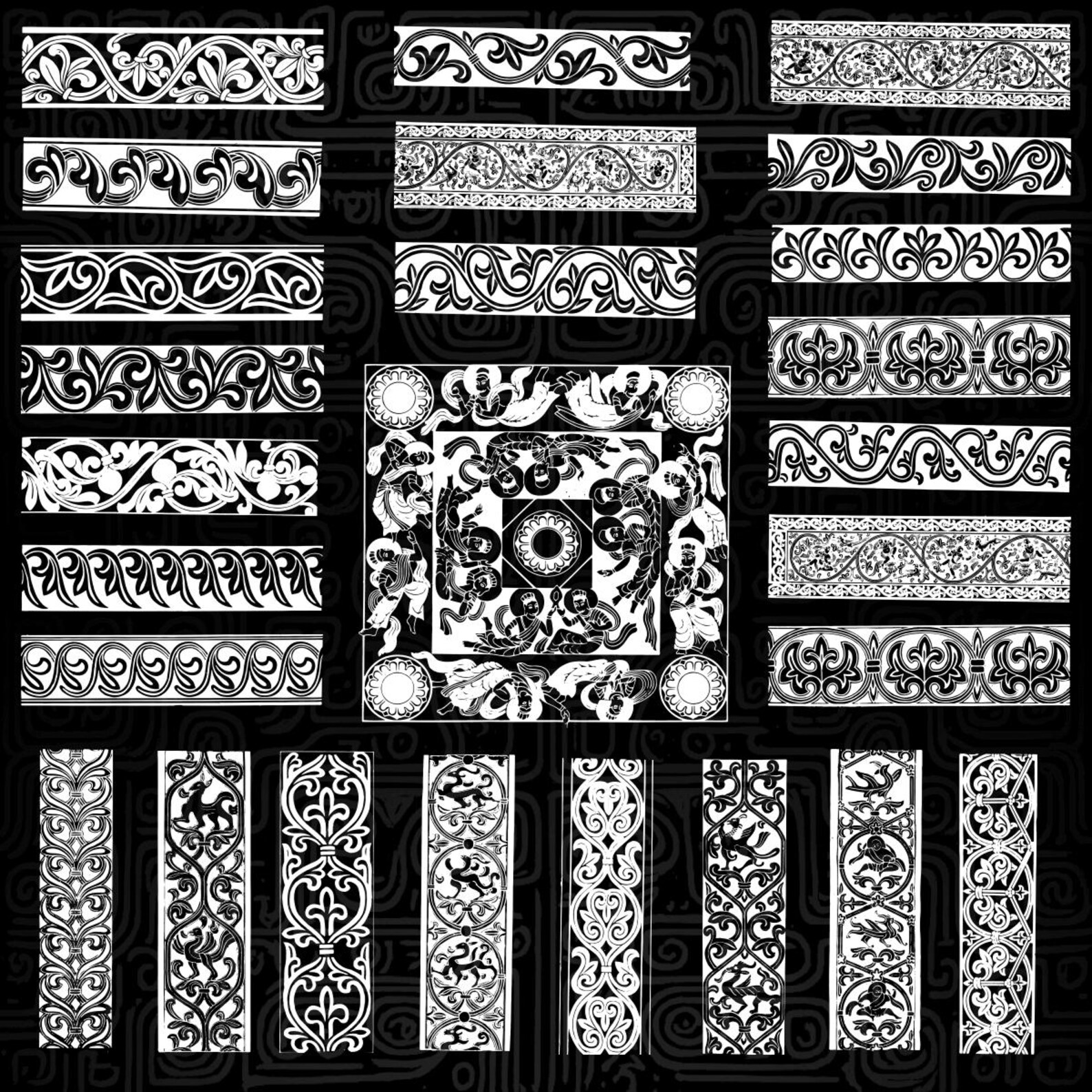 Ancient Chinese Patterns Bundle: Wei Jin Dynasty Rubbings (AI, PNG, EPS ...
