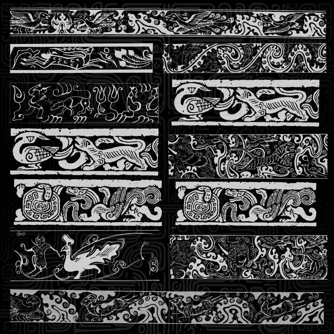 1200+ Ancient Chinese Qin & Han Dynasty Patterns | Rubbings From Bronze ...