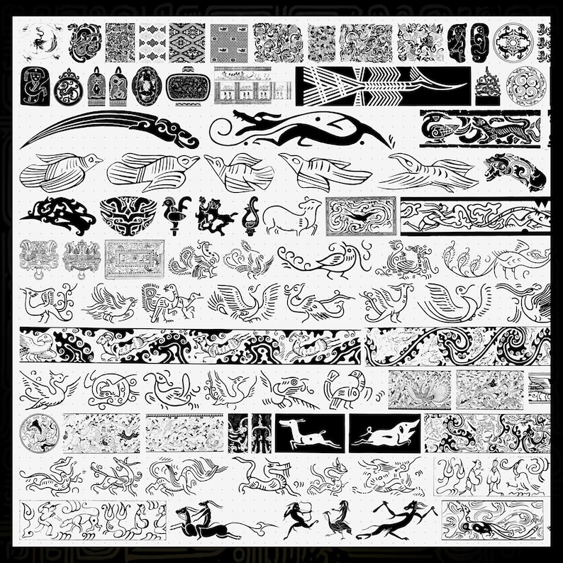 Ancient Chinese Patterns: Qin & Han Dynasty Vector Designs (AI, PNG ...