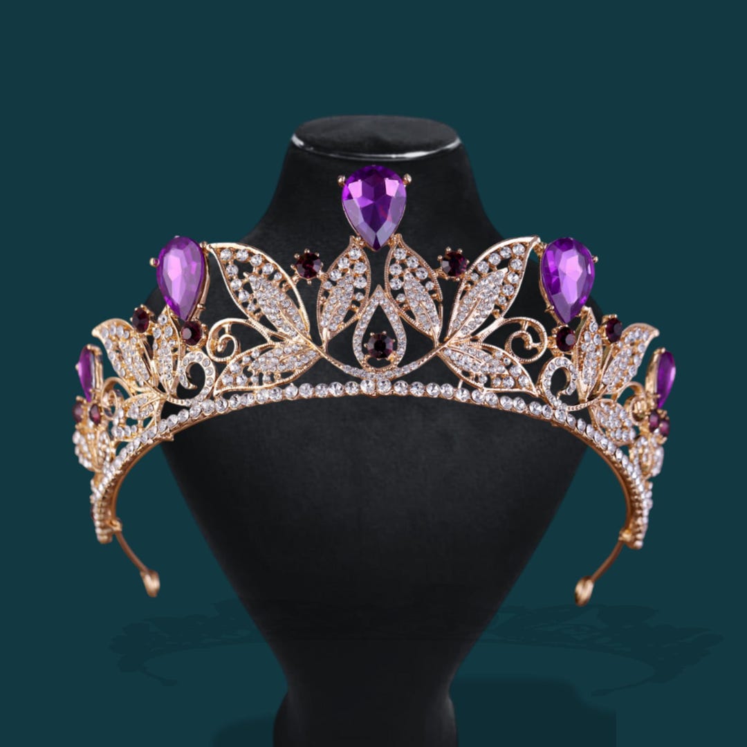 Purple Crystal Wedding Bridal Crown, Elegant Prom Red/blue/green Tiara ...