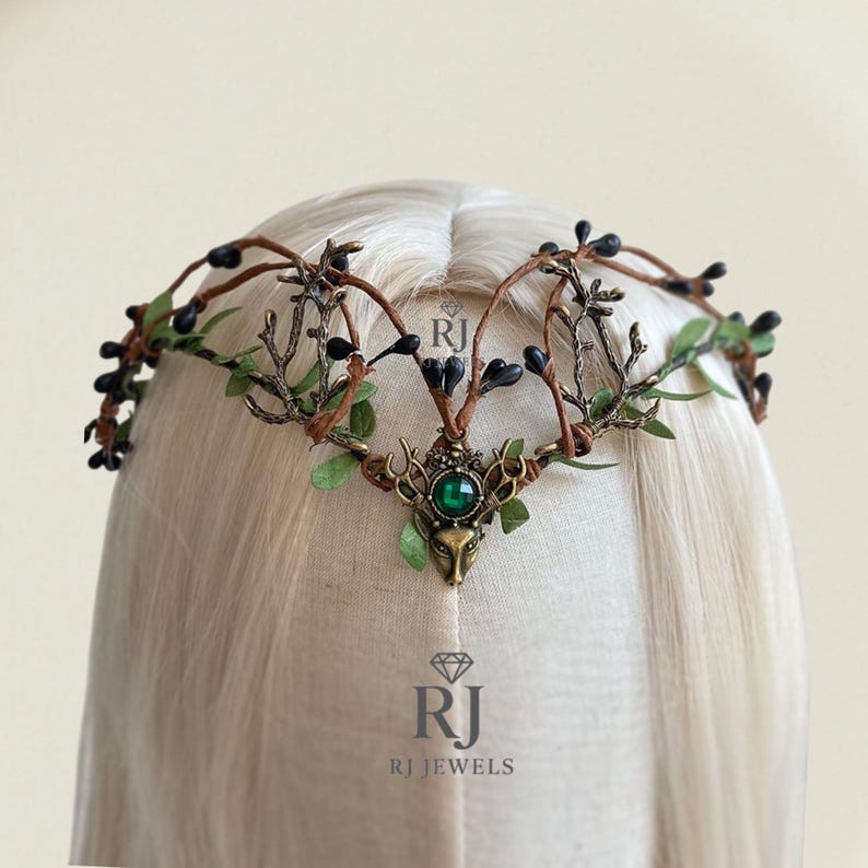 Woodland Wedding Crown — Elf Tiara With Greenery & Flowers - Etsy