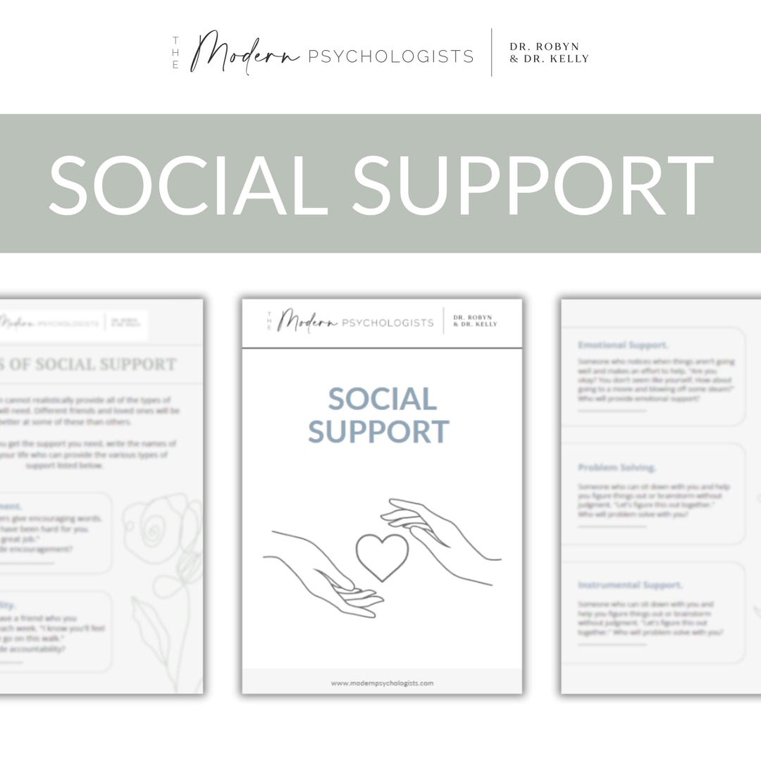 Social Support | Therapy Worksheet | Mental Health Resources | Stress ...