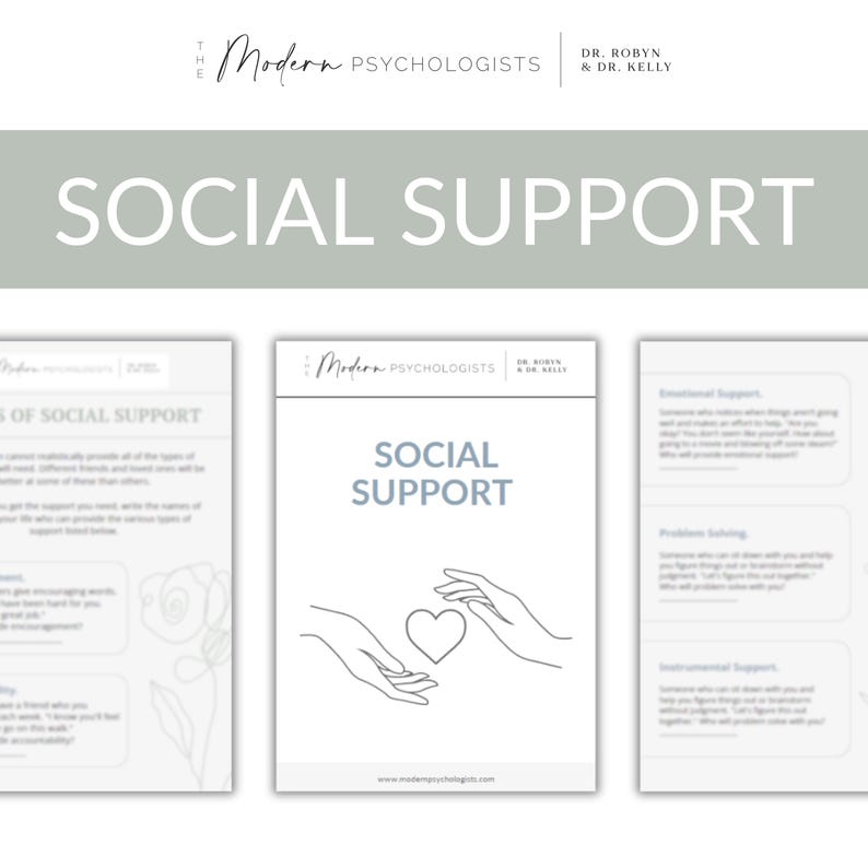 Social Support | Therapy Worksheet | Mental Health Resources | Stress ...