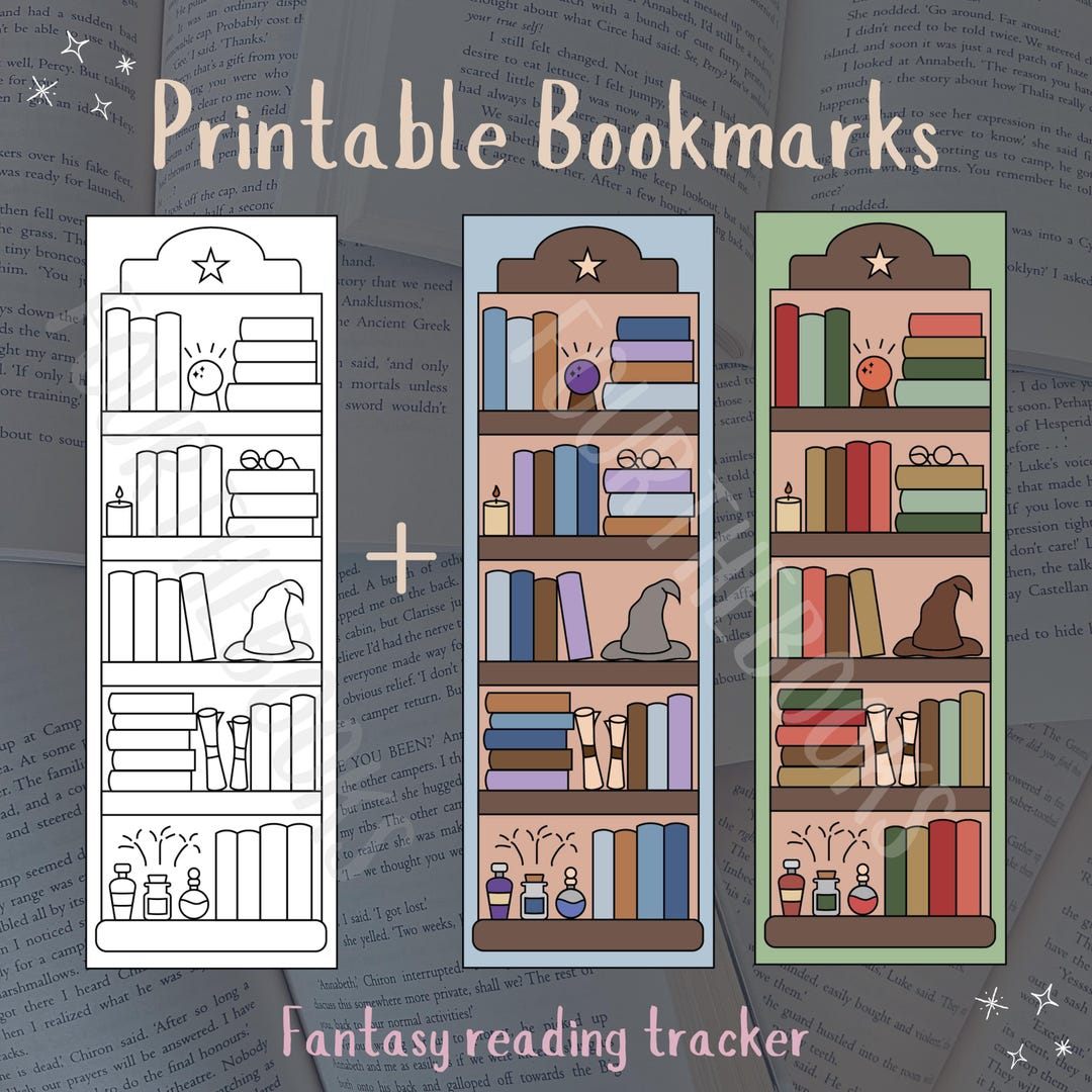 Digital Bookmark Reading Tracker | Printable Fantasy Bookmarks ...