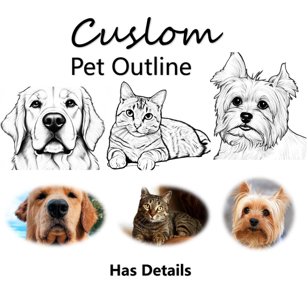 Custom Pet Outline Drawing,pet Tattoo Design,cat Body Drawing,dog ...
