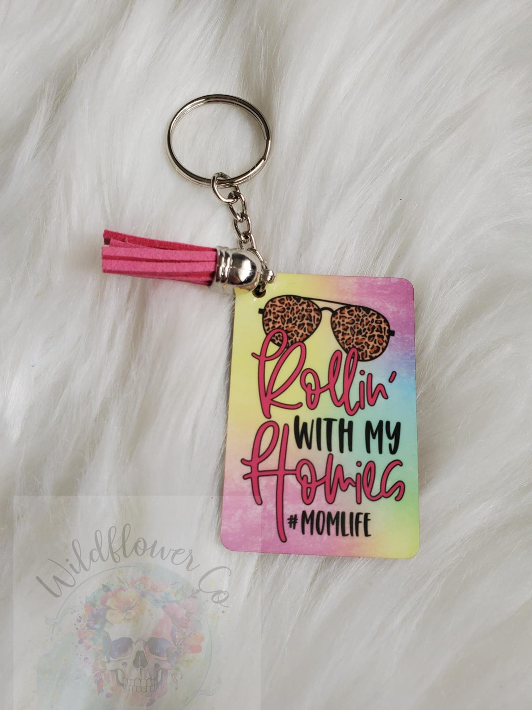 Rollin' With My Homies Mom Life Double Sided Tassel Keychain - Etsy