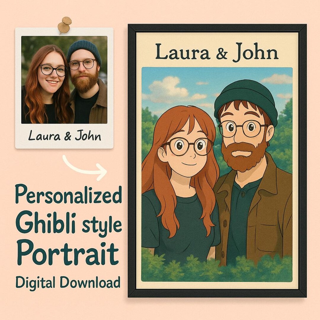 Studio Ghibli Personolized Gift Family Custom Portrait From Photo ...