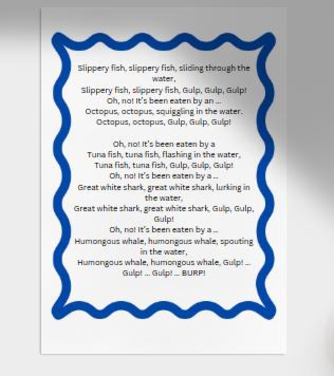 Slippery Fish Song With Visual Pictures - Etsy