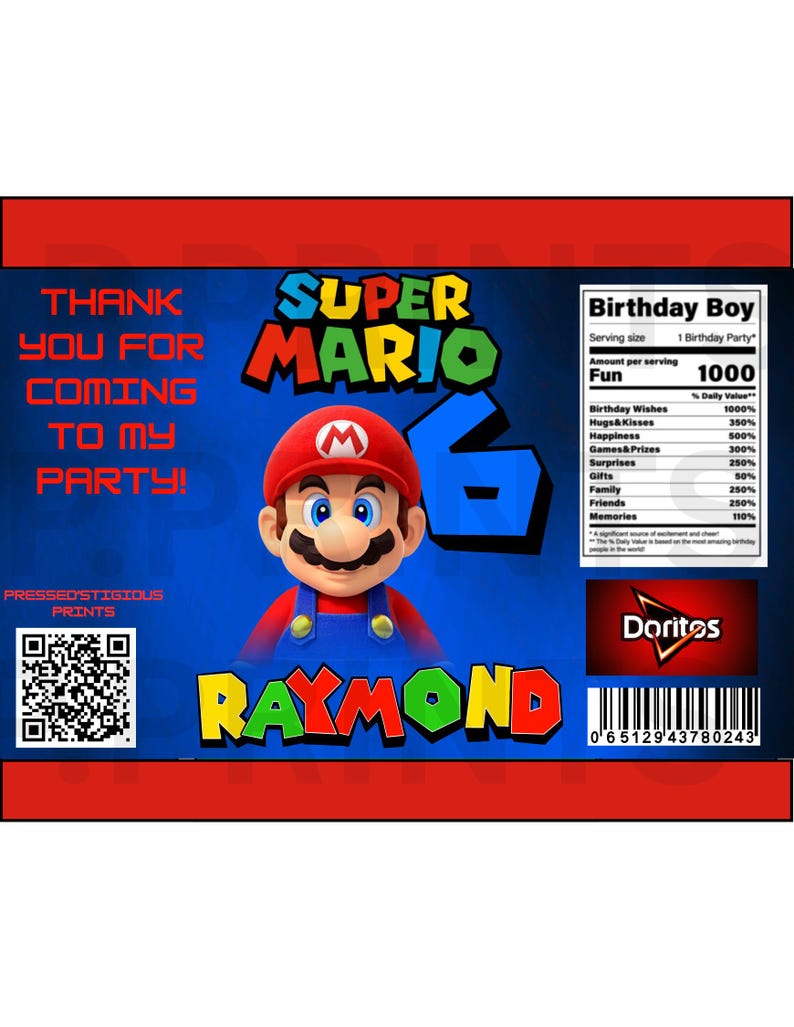 Super Mario Party Favor Template – Digital Download - Etsy Canada