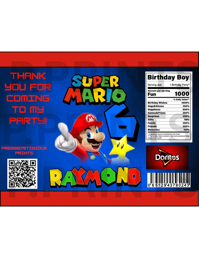 Super Mario Party Favor Template – Digital Download - Etsy Canada