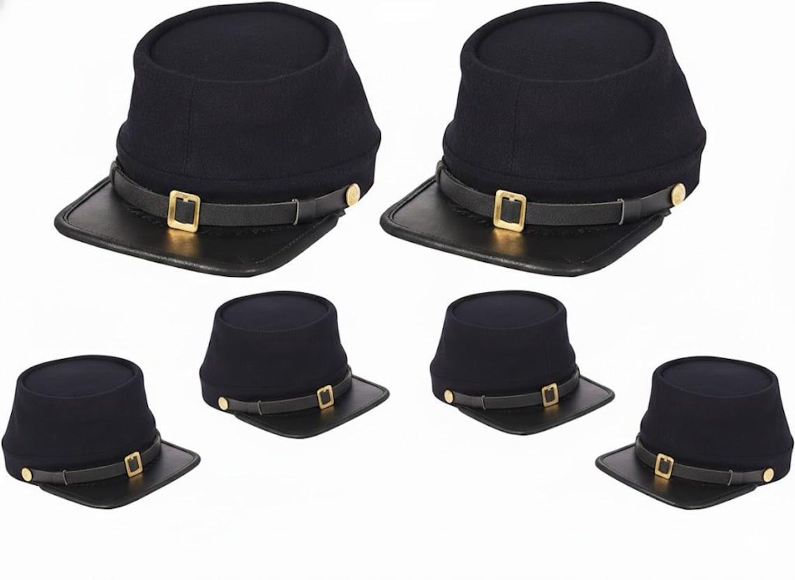 US Civil War Union Kepi – Navy Blue Wool Military Hat With Leather ...