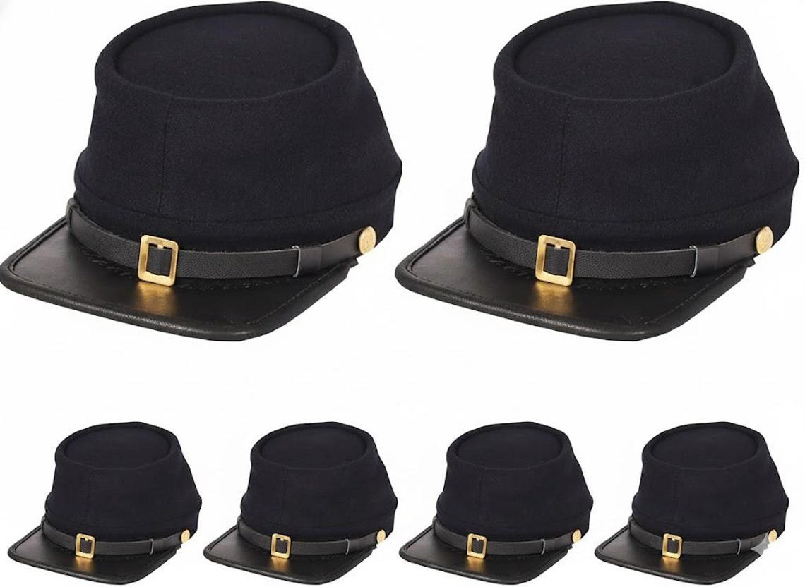 US Civil War Union Kepi – Navy Blue Wool Military Hat With Leather ...