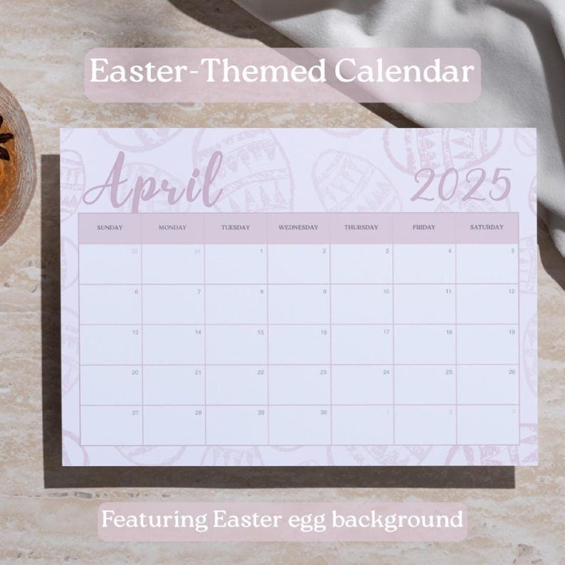 Easter-themed April 2025 Calendar | Printable & Digital Planner for ...